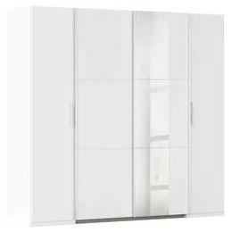 Schwebet&uuml;renschrank Rauch "Kleiderschrank Dreht&uuml;renschrank Schrank Garderobe KRONACH TOPSELLER", wei&szlig; (alpinwei&szlig;, griffleisten alu, mit 1 spiegel), B:225cm H:210cm T:59cm, Holzwerkstoff, Schr&auml;nke, Schwebet&uuml;renschrank, Kombischrank optional mit 1 oder 2 Spiegel viele B&ouml;den MADE IN GERMANY