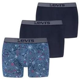 Levi's Boxershorts LEVI'S "LEVIS MEN HATCH FLWR AOP BOXER BRIEF 3P", Herren, Gr. M, blau combo, Single Jersey, Obermaterial: 95% Baumwolle, 5% Elasthan, k&ouml;rpernah, Unterhosen, mit Logobund und ohne Eingriff