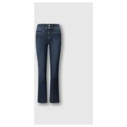 Straight-Jeans Pepe Jeans "BERYL MW", Damen, Gr. 28, L&auml;nge 32, mid blau denim 7fb, Denim/Jeans, Obermaterial: 84% Baumwolle, 15% Polyester, 1% Elasthan, straight fit lang, Jeans Straight-Jeans, mit doppeltem Knopfverschluss, Mid Waist