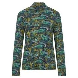 Langarmshirt GOLDNER "Longsleeve mit Allover-Print, Stehkragen", Damen, Gr. 46, gr&uuml;n (smaragd, gemustert), Obermaterial: 95% Viskose CV. 5% Elasthan EL., Modisch, Shirts Langarmshirt, Paisley-Muster