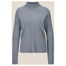Madeleine Mode Longpullover MADELEINE "Strickpullover Kaschmir-Pullover mit Pointelle-Muster", Damen, Gr. 34, grau (steingrau, melange), Obermaterial: 90% Schurwolle WV. 10% Kaschmir WS., Modern, normal, Pullover Longpullover, Mit Ripp-und Ajourstrick