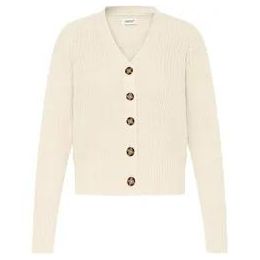 Strickjacke oxmo "Strickjacke OXFKANNA", Damen, Gr. XXL, beige (pumice stone), Obermaterial: 60% Baumwolle CO. 40% Polyacryl PAN., Strickjacken Strickjacke