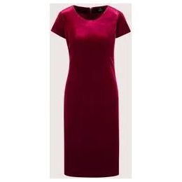 Madeleine Mode Sommerkleid MADELEINE "Etuikleid Kurzarm Samtkleid in Midil&auml;nge", Damen, Gr. 44, N-Gr, rot (rubinrot), Obermaterial: 90% Polyester PES. 10% Elasthan EL., Modern, normal, Kleider Sommerkleid, Samtkleid