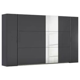 Schwebet&uuml;renschrank Rauch "Kleiderschrank Dreht&uuml;renschrank Schrank Garderobe KRONACH TOPSELLER", graumetallic, griffleisten grau, mit 1 spiegel, B:354cm H:210cm T:59cm, Holzwerkstoff, Schr&auml;nke, Schwebet&uuml;renschrank, Kombischrank optional mit 1 oder 2 Spiegel viele B&ouml;den MADE IN GERMANY