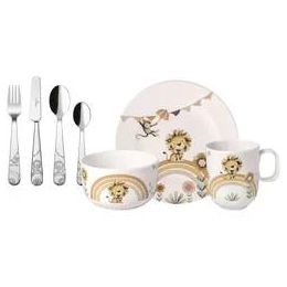 Villeroy & Boch Kindergeschirr-Set VILLEROY & BOCH "Kindergeschirr Set Roar like a Lion 7er Set bunt", bunt, 7 tlg., Porzellan, Geschirr-Sets