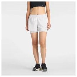 Laufshorts New Balance "SPORT ESSENTIAL 2-IN-1 SHORT 3", Damen, Gr. S, N-Gr, grau matter, Obermaterial: 100% Polyester, Hosen, mit integrierter Innenhose, mit seitlichen Einschubtaschen