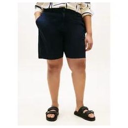 Chinoshorts Tommy Hilfiger Curve "CRV CO GMD BLEND CHINO SHORT", Damen, Gr. 54, N-Gr, schwarz night navy, Web, Obermaterial: 65% Baumwolle, 33% Lyocell, 2% Elasthan, unifarben, regular fit kurz, Hosen Chinoshorts, in gro&szlig;en Gr&ouml;&szlig;en