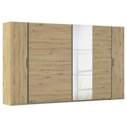 Schwebet&uuml;renschrank Rauch "Kleiderschrank Dreht&uuml;renschrank Schrank Garderobe KRONACH TOPSELLER", beige (eiche artisan, griffleisten grau, mit 1 spiegel), B:354cm H:210cm T:59cm, Holzwerkstoff, Schr&auml;nke, Schwebet&uuml;renschrank, Kombischrank optional mit 1 oder 2 Spiegel viele B&ouml;den MADE IN GERMANY