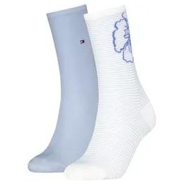 Socken Tommy Hilfiger "TH WOMEN SOCK 2P FLOWER STRIPE", Damen, Gr. 35-38, light blau, Obermaterial: 66% Baumwolle, 33% Polyamid, 1% Elasthan, Socken Socken