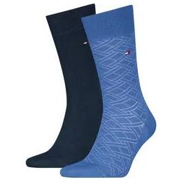 Socken Tommy Hilfiger "TH MEN SOCK 2P AOP FLAG", Damen, Gr. 43-46, blau, Obermaterial: 74% Baumwolle, 24% Polyamid, 2% Elasthan, Socken Socken