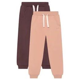 Sweathose Minymo "Sweathose MIGirls - Sweat pant (2-pack)", M&auml;dchen, Gr. 128, N-Gr, rosa (misty rose), Obermaterial: 60% Baumwolle CO. 40% Polyester PES., Hosen Sweathose