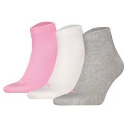 Kurzsocken Puma "Socken Quarter Plain 3P 3er Pack", Herren, Gr. 35-38, bunt (grau, wei&szlig;, rosa), Obermaterial: 68% Baumwolle CO. 18% Polyamid PA. 12% Polyester PES. 2% Elasthan EL., Socken