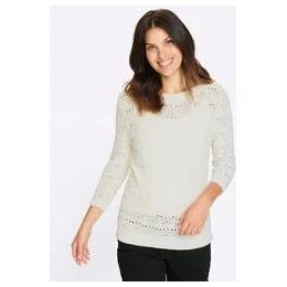Ajourpullover Classic Basics "Ajour-Pullover", Damen, Gr. 40, wei&szlig;, 100% Baumwolle, unifarben, Pullover