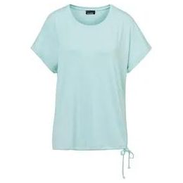 Kurzarmshirt GOLDNER "Shirt", Damen, Gr. 50, blau (hellblau), Obermaterial: 95% Viskose CV. 5% Elasthan EL., U-Boot-Ausschnitt, Sonstiges, Shirts, Dekorative Schn&uuml;rung