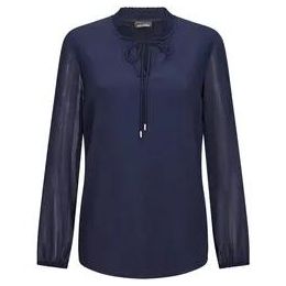 Chiffonbluse GOLDNER "Kurzgr&ouml;&szlig;e Elegante Jersey-Bluse mit Rundhals", Damen, Gr. 21, blau (marine), Obermaterial: 100% Polyester PES., Modisch, figurumspielend, Gummib&uuml;ndchen, Blusen Chiffonbluse, Gummibund