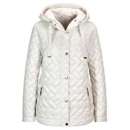 Kurzjacke GOLDNER "Leichte Steppjacke mit Kapuze", Damen, Gr. 54, beige (stein), Obermaterial: 100% Polyamid PA., gerade, Jacken Kurzjacke, Mit dekorativen Ripsb&auml;ndern