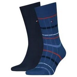 Socken Tommy Hilfiger "TH MEN SOCK 2P SUMMER BRETON", Damen, Gr. 43-46, blau, Obermaterial: 75% Baumwolle, 24% Polyamid, 1% Elasthan, Socken Socken