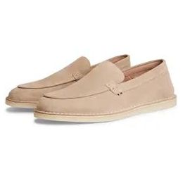 Loafer Tommy Hilfiger "HILFIGER STITCHDOWN SUEDE LOAFER", Herren, Gr. 44, beige, Veloursleder, unifarben, Schuhe Loafer, Schlupfschuh, Slipper mit dezenter Rahmennaht