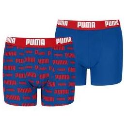 Boxershorts Puma "Puma BOYS EVERYDAY LOGO PRINT BOXERS 2P", Jungen, Gr. 134/140, rot, blau, Jersey, Obermaterial: 95% Baumwolle, 5% Elasthan, normal, Unterhosen, mit breitem Logobund