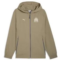 Trainingsjacke Puma "Olympique de Marseille PumaTECH Gewebte Jacke Herren", Herren, Gr. L, velvet moss golden fog braun gelb, Obermaterial: 100% Elastomultiester. Taschenfutter: 100% Polyester, Jacken Trainingsjacke