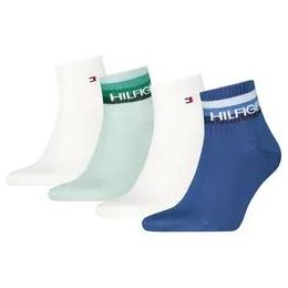 Kurzsocken Tommy Hilfiger "TH MEN QUARTER 4P SPORT TH LOGO ECOM", Herren, Gr. 43-46, blau, fresh gr&uuml;n, Obermaterial: 70% Baumwolle, 29% Polyamid, 1% Elasthan, Socken