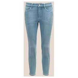 Madeleine Mode Regular-fit-Jeans MADELEINE "Jeans mit Steinchen Schlanke 7/8-Jeans mit Glanz-Effekt", Damen, Gr. 21, N + K Gr, beige (bleached), Obermaterial: 83% Baumwolle CO. 15% Polyester PES. 2% Elasthan EL., Jeans