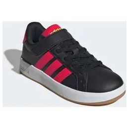 Sneaker Adidas SPORTSWEAR "GRAND COURT 3.0 SCHUHE F&Uuml;R KINDER", M&auml;dchen, Gr. 35, core schwarz, lucid rot, lucid lemon, Synthetik, Textil, Schuhe Sneaker, mit Klettverschluss, f&uuml;r Kinder