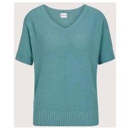 Madeleine Mode Longpullover MADELEINE "Strickpullover Strukturpullover mit Glanzeffekt", Damen, Gr. 36/38, silber (aqua, silberfarben), Obermaterial: 87% Baumwolle CO. 13% metallisierte Fasern MTF., Modern, figurumspielend, Pullover Longpullover, Glanzgarn
