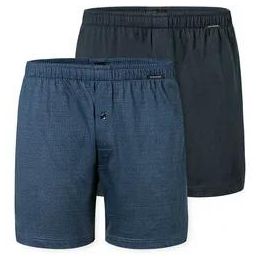 Boxershorts Schiesser "Boxershort 2er Pack", Herren, Gr. L, blau (dunkelblau), Obermaterial: 100% Baumwolle CO., Unterhosen