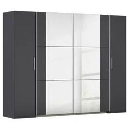 Schwebet&uuml;renschrank Rauch "Kleiderschrank Dreht&uuml;renschrank Schrank Garderobe KRONACH TOPSELLER", grau (graumetallic, griffleisten alu, mit 2 spiegel), B:268cm H:210cm T:59cm, Holzwerkstoff, Schr&auml;nke, Schwebet&uuml;renschrank, Kombischrank optional mit 1 oder 2 Spiegel viele B&ouml;den MADE IN GERMANY