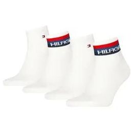 Kurzsocken Tommy Hilfiger "TH MEN QUARTER 4P SPORT TH LOGO ECOM", Herren, Gr. 43-46, wei&szlig;, Obermaterial: 70% Baumwolle, 29% Polyamid, 1% Elasthan, Socken