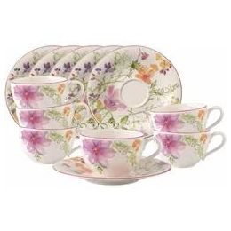 Villeroy & Boch Tasse VILLEROY & BOCH "Fr&uuml;hst&uuml;ckstassen mit Untertassen Mariefleur Basic 290 ml 6er Set bunt", bunt, 12 tlg., Porzellan, Trinkgef&auml;&szlig;e, Tasse