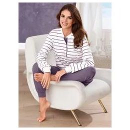 Schlafanzug Ringella, Damen, Gr. 48/50, lila (lila, geringelt), 100% Baumwolle, Homewear-Sets Schlafanzug