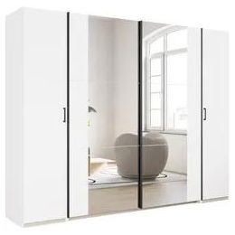 Schwebet&uuml;renschrank Rauch "Kleiderschrank Dreht&uuml;renschrank Schrank Garderobe KRONACH TOPSELLER", alpinwei&szlig;, griffleisten grau, mit 2 spiegel, B:268cm H:210cm T:59cm, Holzwerkstoff, Schr&auml;nke, Schwebet&uuml;renschrank, Kombischrank optional mit 1 oder 2 Spiegel viele B&ouml;den MADE IN GERMANY