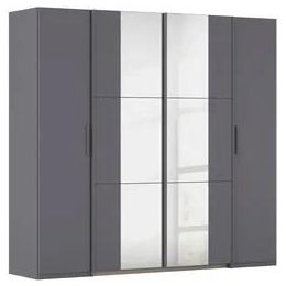 Schwebet&uuml;renschrank Rauch "Kleiderschrank Dreht&uuml;renschrank Schrank Garderobe KRONACH TOPSELLER", graumetallic, griffleisten grau, mit 2 spiegel, B:225cm H:210cm T:59cm, Holzwerkstoff, Schr&auml;nke, Schwebet&uuml;renschrank, Kombischrank optional mit 1 oder 2 Spiegel viele B&ouml;den MADE IN GERMANY