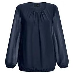 Klassische Bluse GOLDNER "Jerseybluse mit Falten-Details", Damen, Gr. 46, blau (marine), Obermaterial: 67% Polyester PES. 30% Viskose CV. 3% Elasthan EL., Modisch, Blusen, Rundhalsausschnitt