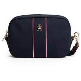 Mini Bag Tommy Hilfiger "TH ESSENTAIL", Damen, Gr. B/H/T: 22cm x 15cm x 6,5cm, dunkelblau, Lederimitat, Nylon, Taschen, Damen Umh&auml;getasche, Schultertasche mit Streifen und TH-Logoemblem