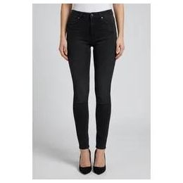 Skinny-fit-Jeans Only "ONLBLUSH RHINESTONE HW SKINNY DNM TAI", Damen, Gr. M (38), L&auml;nge 32, washed schwarz, Denim/Jeans, Obermaterial: 92% Baumwolle, 6% Elastomultiester, 2% Elasthan, unifarben, Jeans