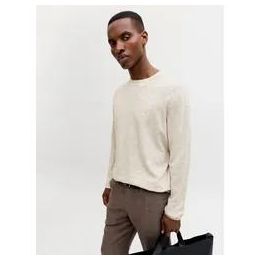 Jack & Jones Rundhalspullover JACK & JONES "JJESUMMER KNIT CREW NECK SN", Herren, Gr. L, string detail:with wei&szlig;, Strick, Obermaterial: 90% Baumwolle, 10% Leinen, unifarben, regular fit taillenbedeckt, Rundhals, gerader Abschluss, Pullover Rundhalspullover, mit Rundhalsausschnitt