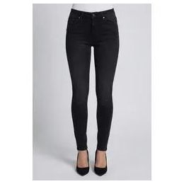 Skinny-fit-Jeans Only "ONLBLUSH RHINESTONE HW SKINNY DNM TAI", Damen, Gr. L (40), L&auml;nge 30, washed schwarz, Denim/Jeans, Obermaterial: 92% Baumwolle, 6% Elastomultiester, 2% Elasthan, unifarben, Jeans