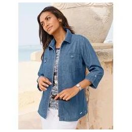 Jeansbluse Casual Looks, Damen, Gr. 46, blau, bleached, 100% Baumwolle, unifarben, Blusen Jeansbluse