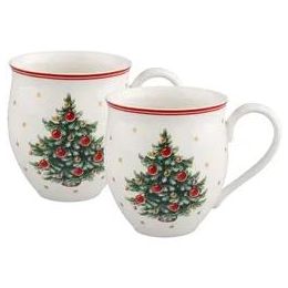 Villeroy & Boch Becher VILLEROY & BOCH "Henkelbecher Tannenbaum Toy's Delight 390 ml 2er Set bunt", bunt, 2 tlg., Porzellan, Trinkgef&auml;&szlig;e, Becher