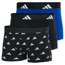 Boxershorts Adidas ORIGINALS "Boxershort 3er Pack", Herren, Gr. M, bunt (schwarz, wei&szlig;, blau), Obermaterial: 95% Baumwolle CO. 5% Elasthan EL., Unterhosen
