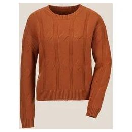 Madeleine Mode Longpullover MADELEINE "Pullover Kurzer Rollkragen-Pullover mit Zopfmuster", Damen, Gr. 48, orange (safran), Obermaterial: 90% Schurwolle WV. 10% Kaschmir WS., Modern, normal, Pullover Longpullover