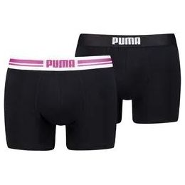 Boxershorts Puma "Puma MEN EVERYDAY PLACED LOGO BOXERS", Herren, Gr. XXL, electric orchid, schwarz, Jersey, Obermaterial: 95% Baumwolle, 5% Elasthan, normal, Unterhosen, mit Logo Webbund