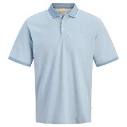 Jack & Jones PlusSize Poloshirt "JPRBLUALVES SS POLO PLS", Herren, Gr. 4XL, ashley blau detail:melange, Jersey, Obermaterial: 50% Baumwolle, 50% Polyester, JACK & JONES PLUSSIZE, meliert, regular fit normal, ohne Ausschnitt, Shirts