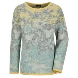 Rundhalspullover GOLDNER "Kurzgr&ouml;&szlig;e Langarm Jacquard-Pullover mit Muster", Damen, Gr. 25, bunt (bunt, gemustert), Obermaterial: 60% Polyester PES. 30% Polyamid PA. 10% Schurwolle WV., Modisch, gerade, Pullover Rundhalspullover, impressionistisches Jacquardmuster