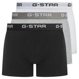 G-Star Raw Boxershorts G-STAR "Boxershort ASH Trunk 3-pack 3er Pack", Herren, Gr. M, bunt (wei&szlig;, grau, schwarz), Obermaterial: 95% Baumwolle CO. 5% Elasthan EL., Unterhosen