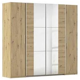 Schwebet&uuml;renschrank Rauch "Kleiderschrank Dreht&uuml;renschrank Schrank Garderobe KRONACH TOPSELLER", eiche artisan, griffleisten alu, mit 2 spiegel, B:225cm H:210cm T:59cm, Holzwerkstoff, Schr&auml;nke, Schwebet&uuml;renschrank, Kombischrank optional mit 1 oder 2 Spiegel viele B&ouml;den MADE IN GERMANY