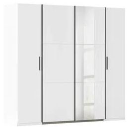 Schwebet&uuml;renschrank Rauch "Kleiderschrank Dreht&uuml;renschrank Schrank Garderobe KRONACH TOPSELLER", alpinwei&szlig;, griffleisten grau, mit 1 spiegel, B:225cm H:210cm T:59cm, Holzwerkstoff, Schr&auml;nke, Schwebet&uuml;renschrank, Kombischrank optional mit 1 oder 2 Spiegel viele B&ouml;den MADE IN GERMANY